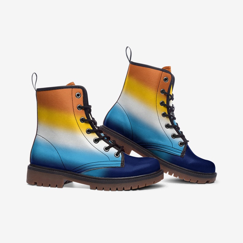 Aroace Boots; Aro Ace Pride Flag Vegan Leather Combat Shoes; Aromantic ...