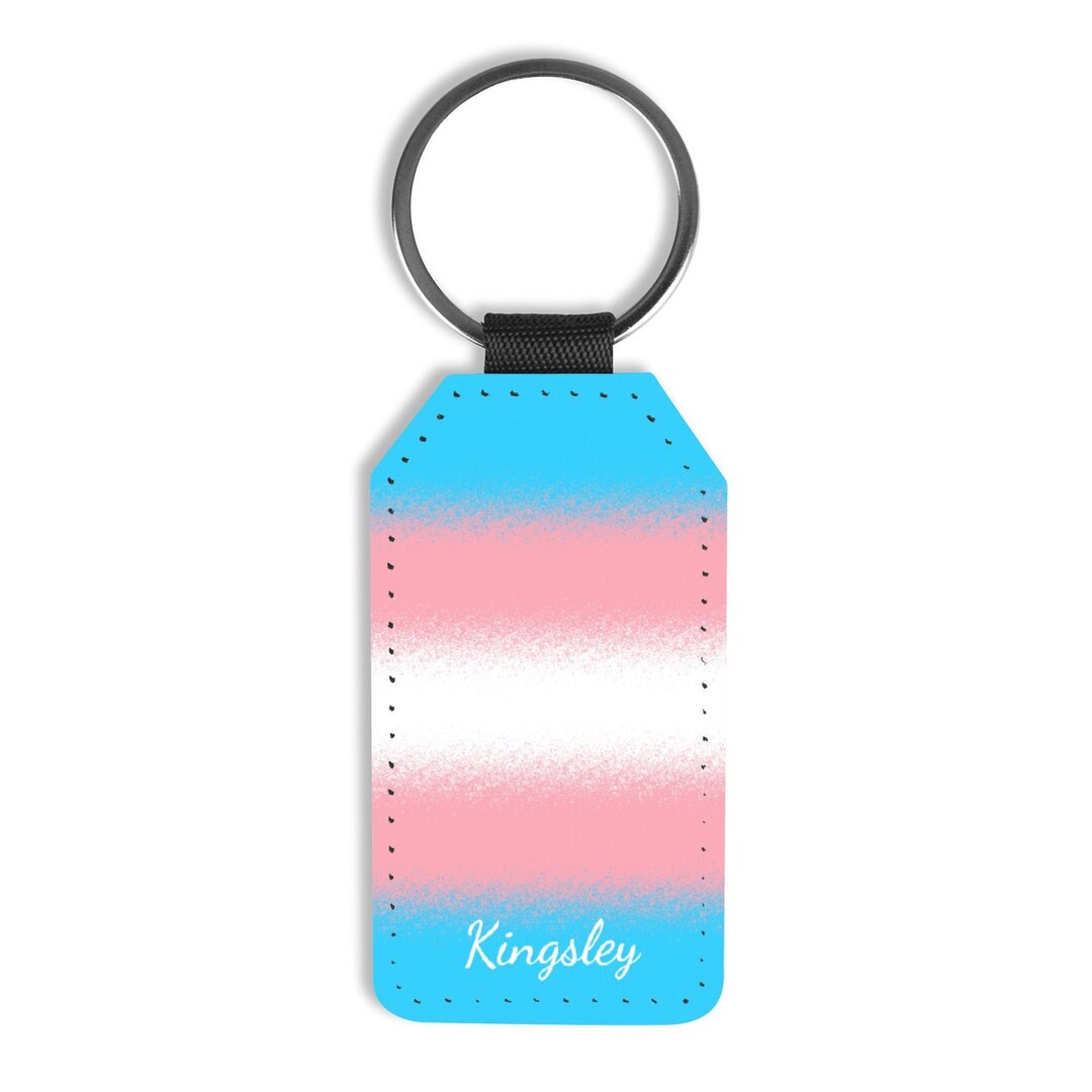 Personalized Transgender Keychain Custom Name Trans Pride Flag Keyring ...