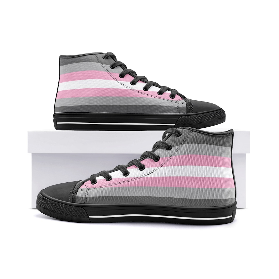 Demigirl Shoes; Demigirl Pride Flag High Top Canvas Sneakers; LGBTQ ...