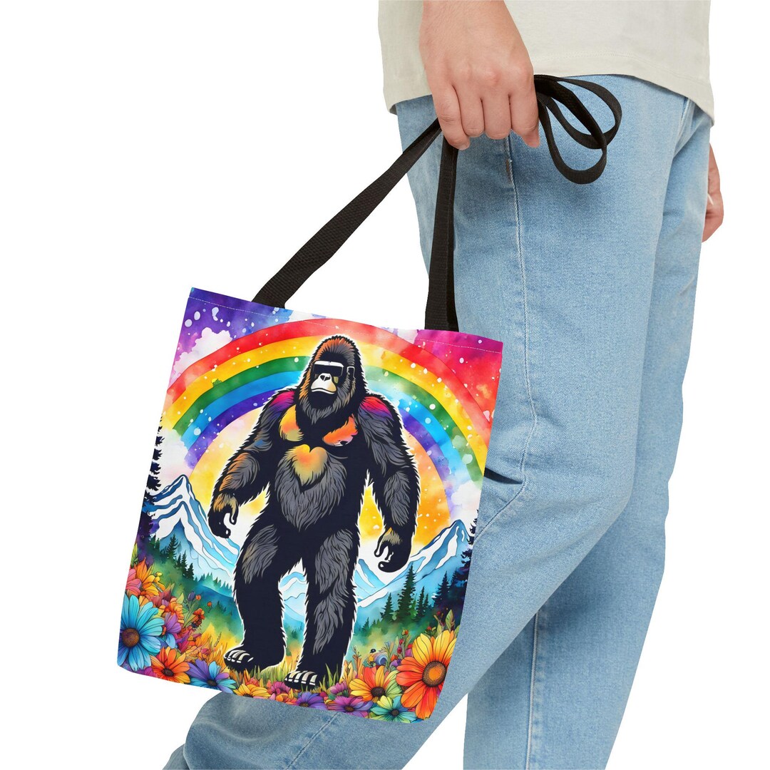 Rainbow Pride Bigfoot Tote Bag, Subtle LGBT Cryptozoology Bag, LGBTQ ...