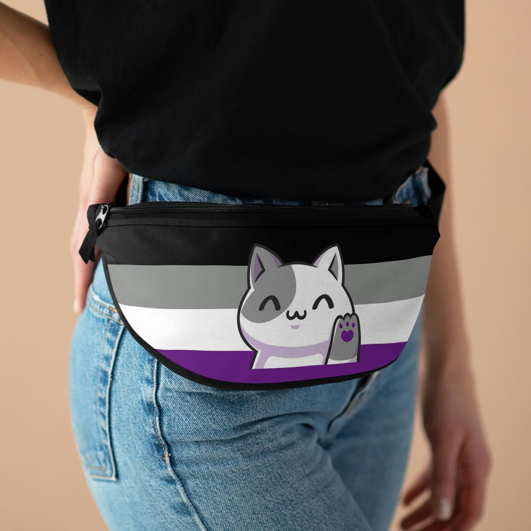 Asexual Fanny Pack Kawaii Cat Subtle Ace Pride LGBT Crossover Bag Cute ...