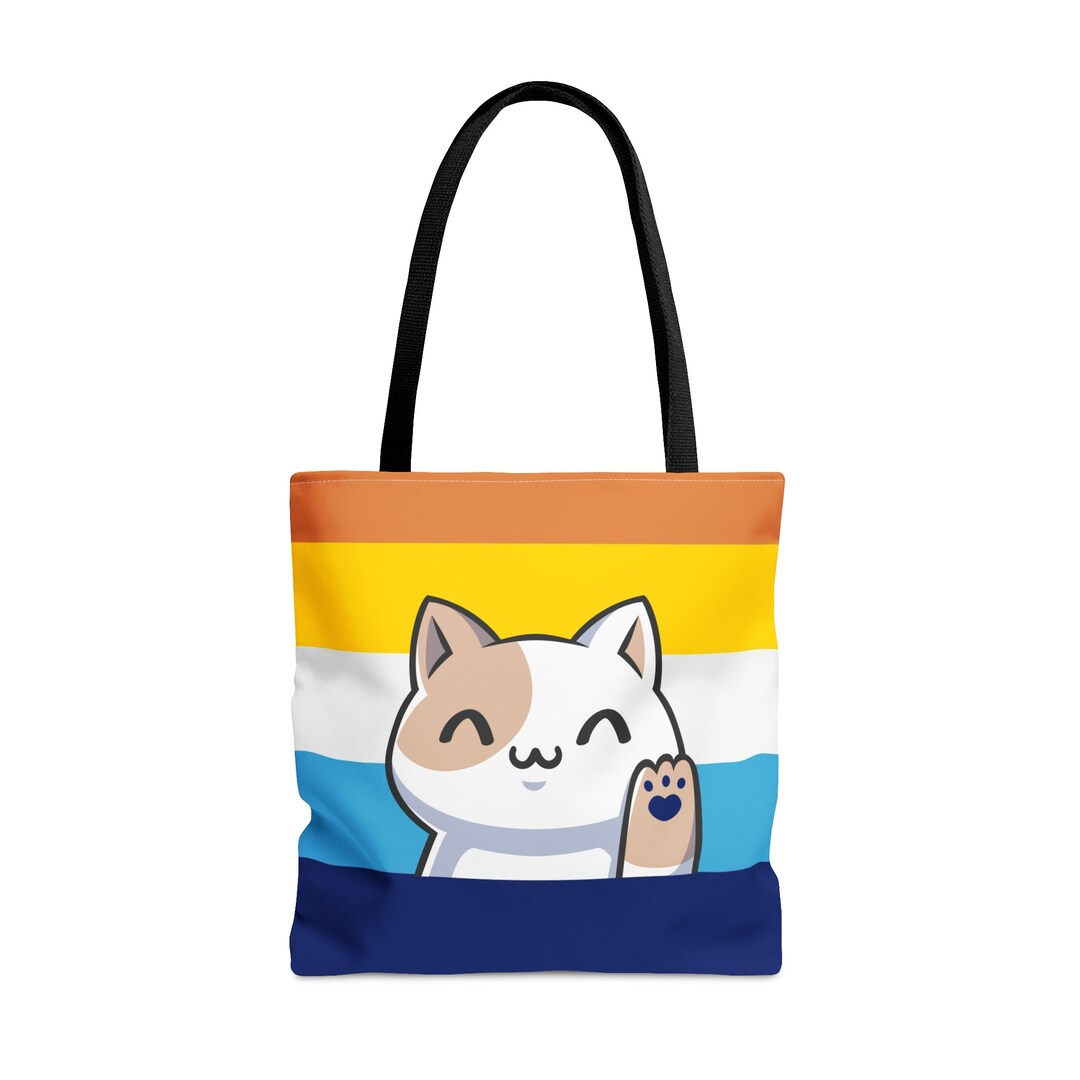 Aroace Tote Bag Kawaii Cat Trans Aromantic Asexual Tote Bag Cute Kitten ...