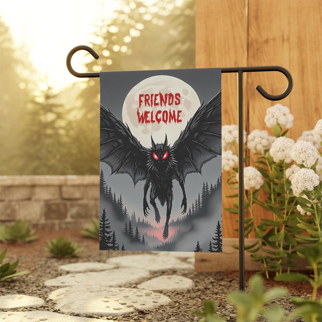 Mothman Garden Flag, Cryptid Folklore Yard Flag, Welcome Cryptidcore ...