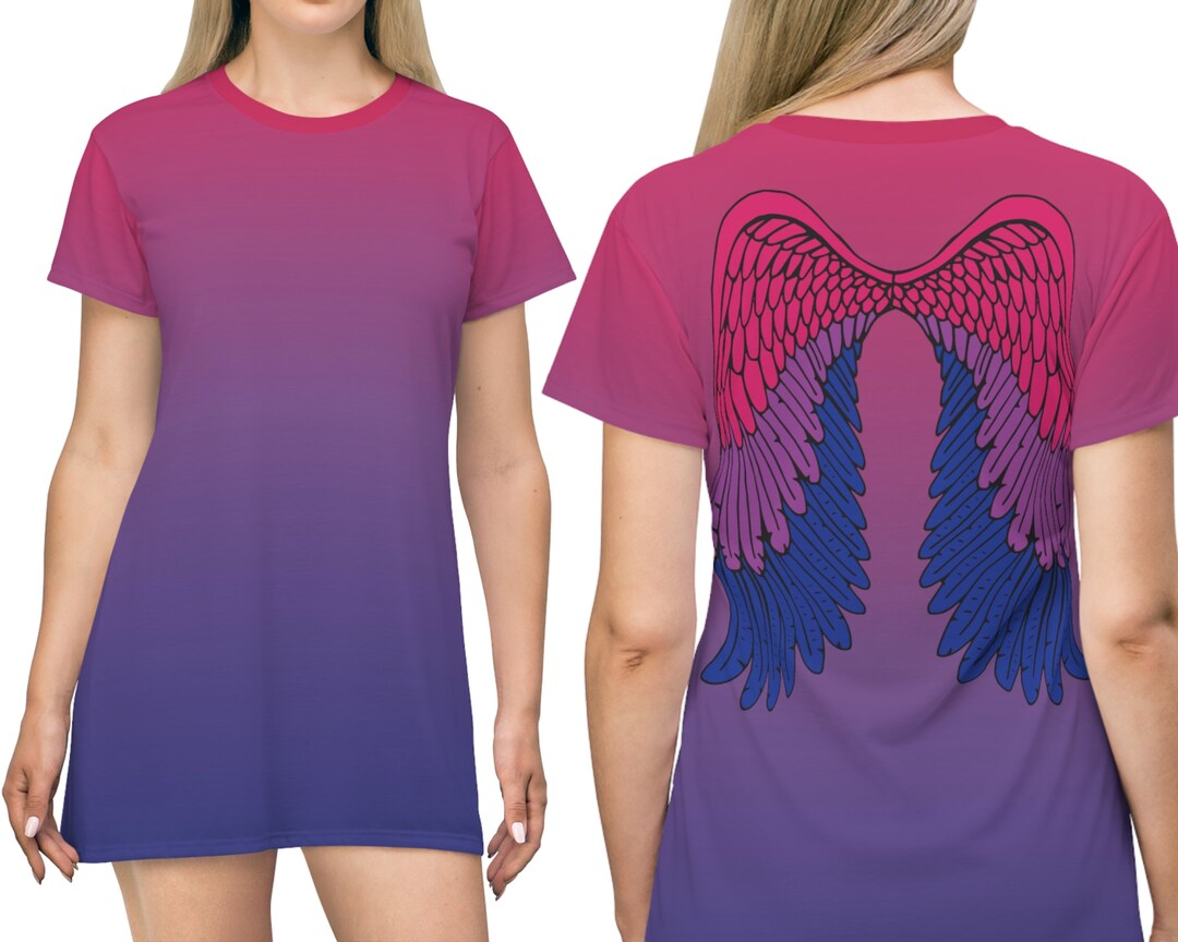 Bisexual T-shirt Dress; Bi Pride Sleep Shirt; Angel Wings Pajama Dress ...