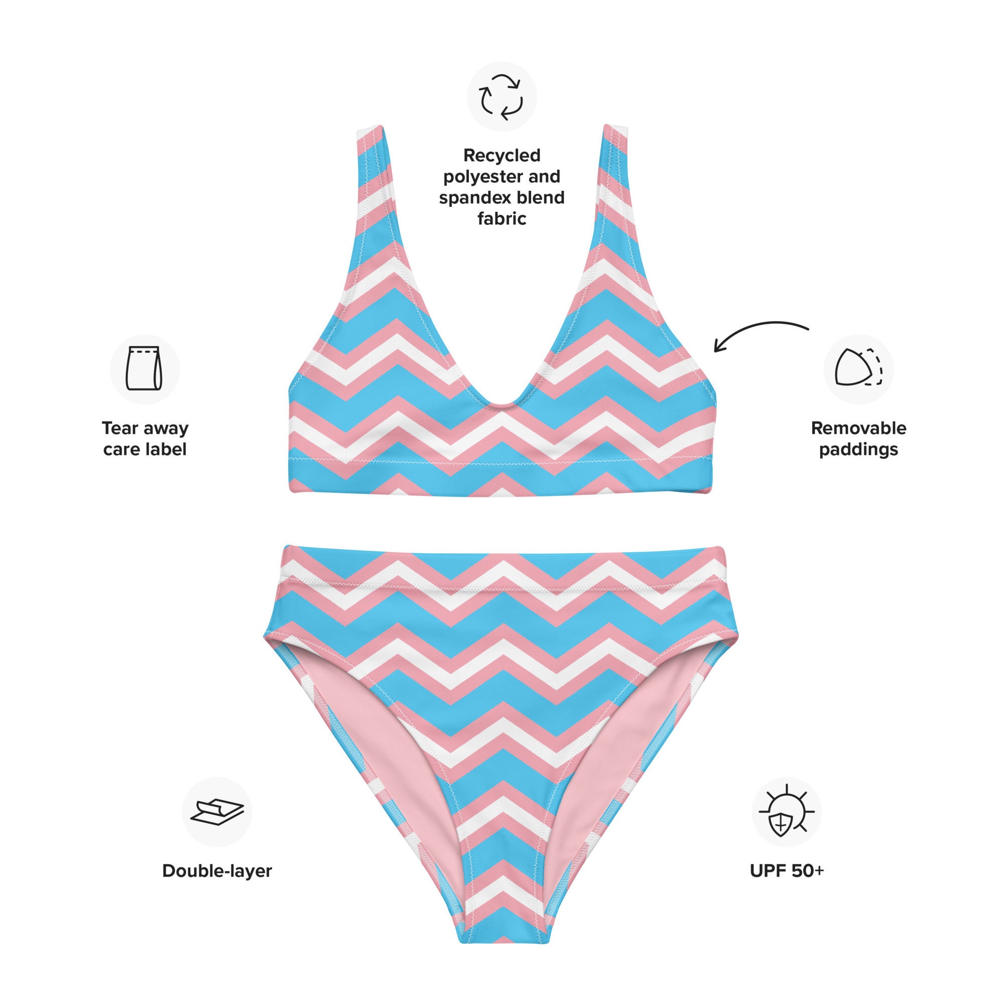 Transgender Swimwear; Transgender MTF Bikini; Trans Pride Flag High ...