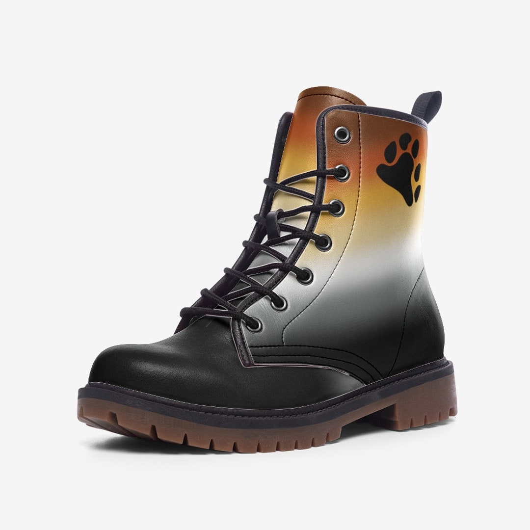 Bear Pride Boots; Bear Brotherhood Flag Vegan Leather Combat Shoes; Gay ...
