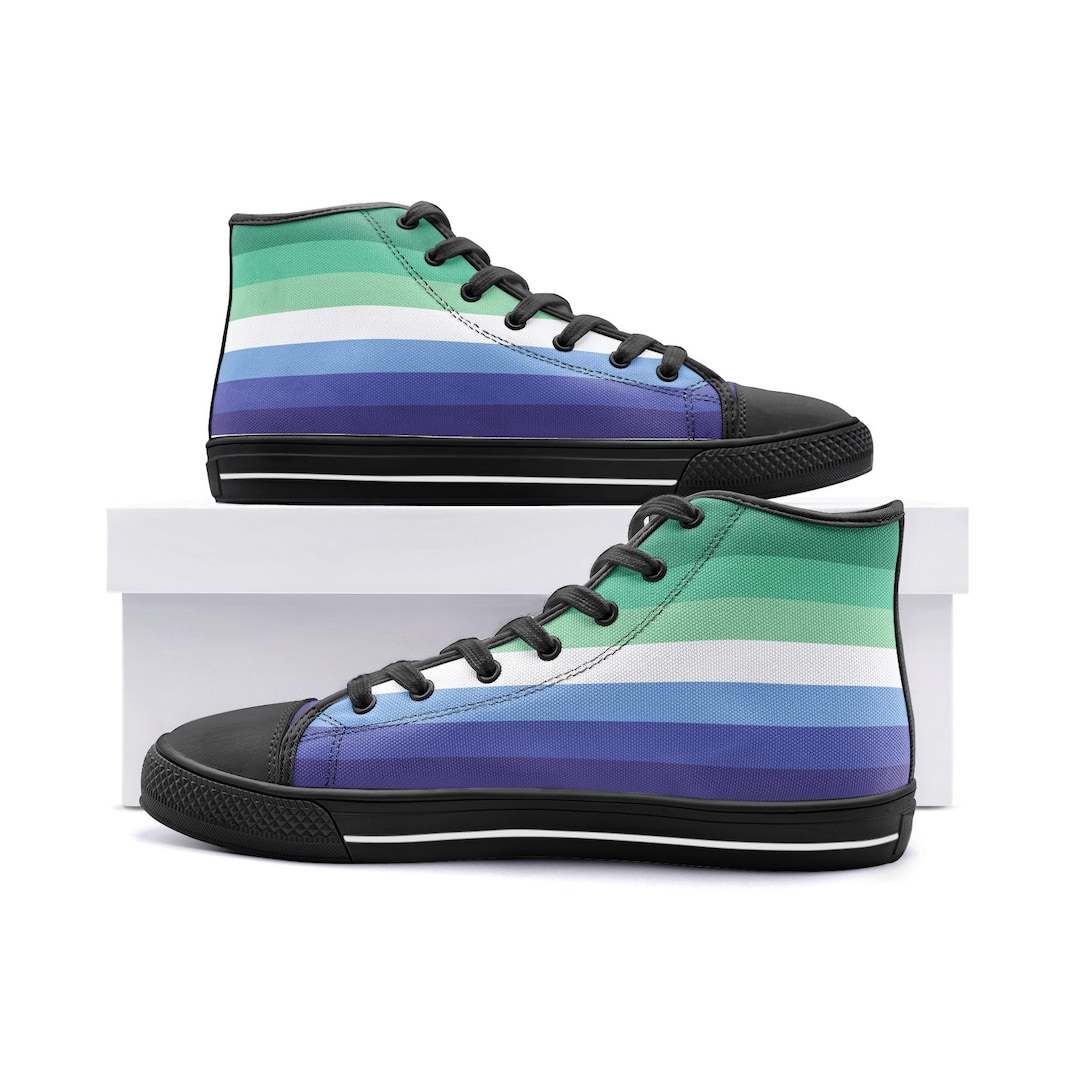 Gay MLM Shoes; MLM Pride High Top Canvas Sneakers; LGBTQ Vincian Flag ...