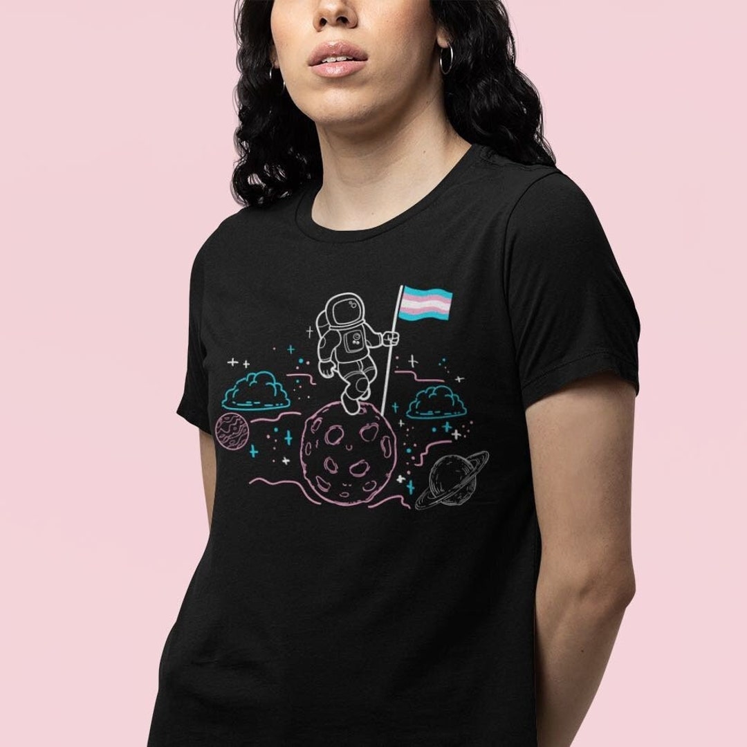 Funny Trans Shirt Transgender Pride Tshirt Space Astronaut on Moon ...