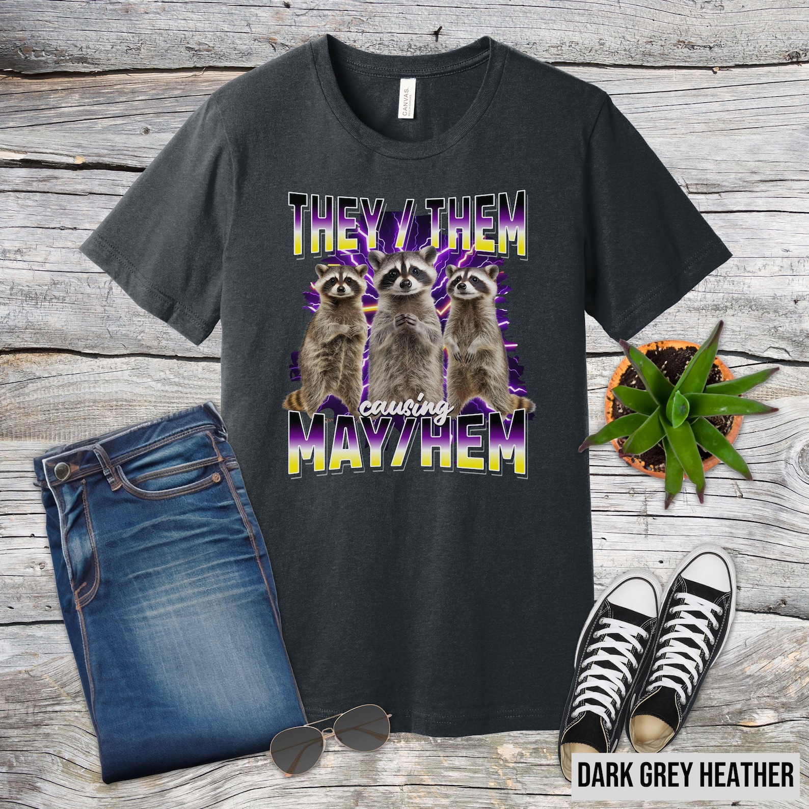 Nonbinary They Them Pronouns Shirt, Funny NB Raccoons Bootleg T-shirt ...