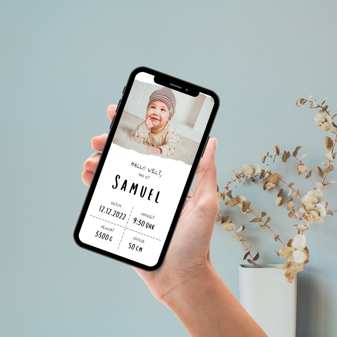 Digital Card Newborn E-card Hello World Customizable Direct Download ...