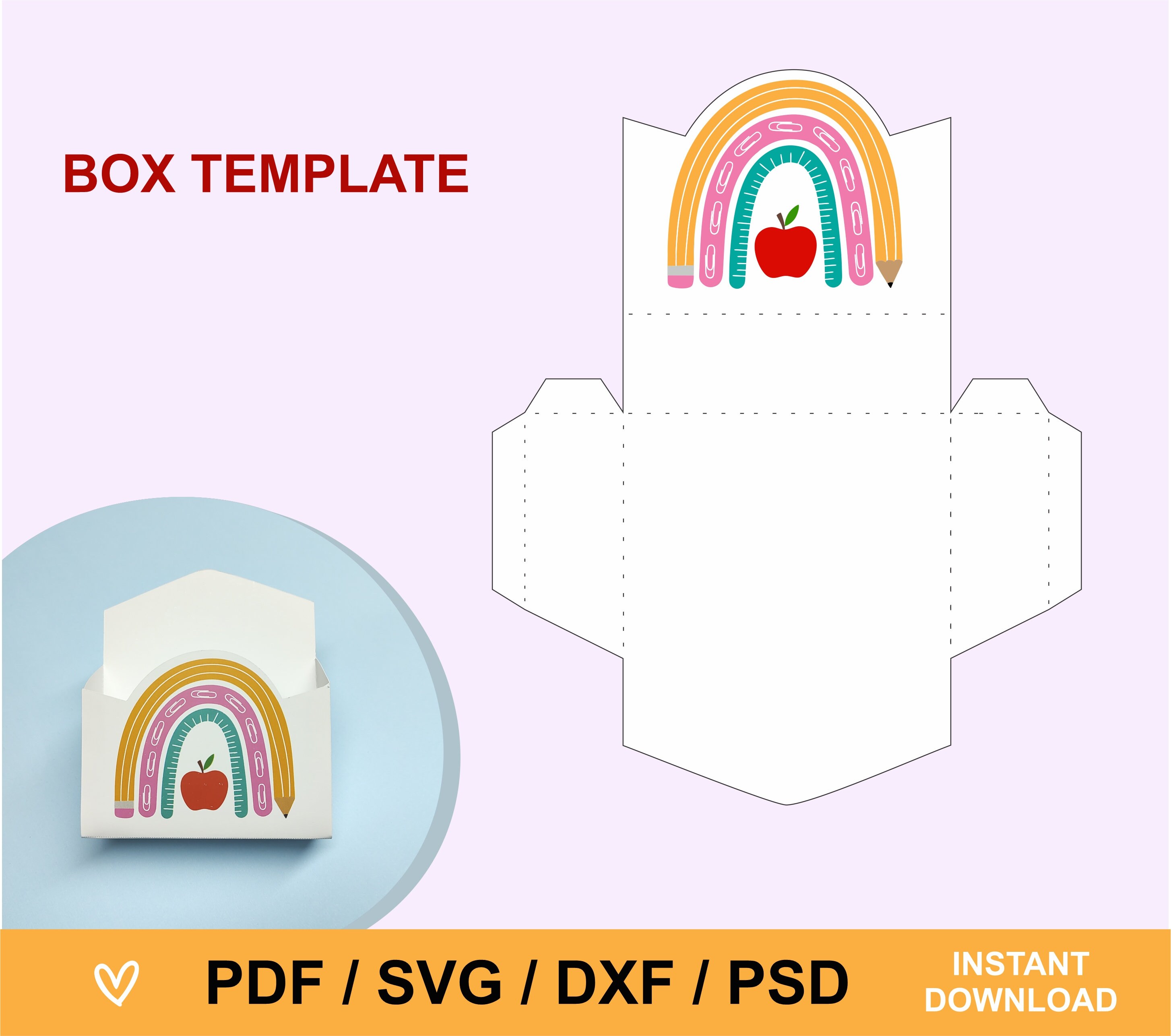 Rainbow Box Worksheet. Box Template Psd/svg/dxf/pdf - Etsy