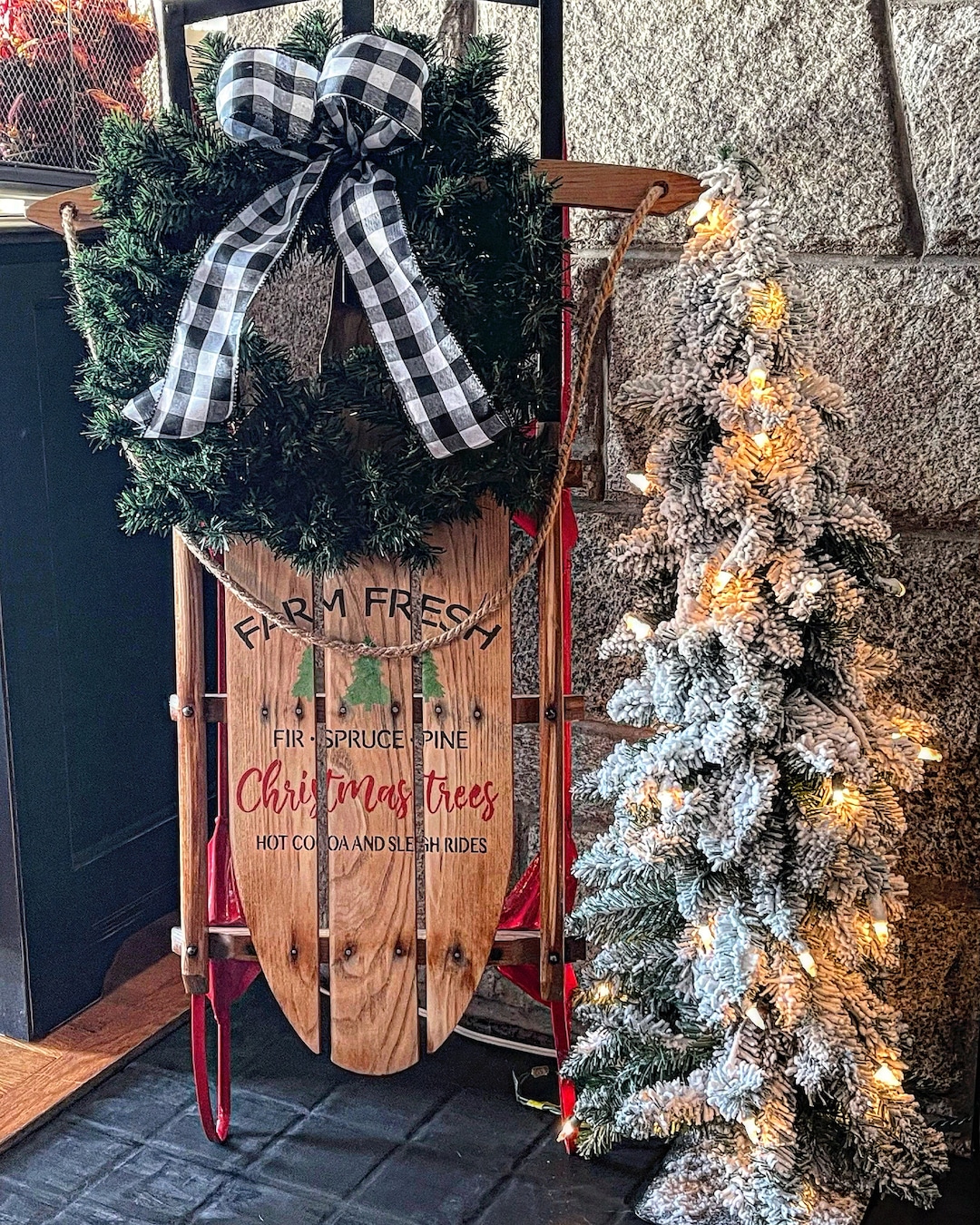 Christmas Vintage Sled Decoration - Etsy