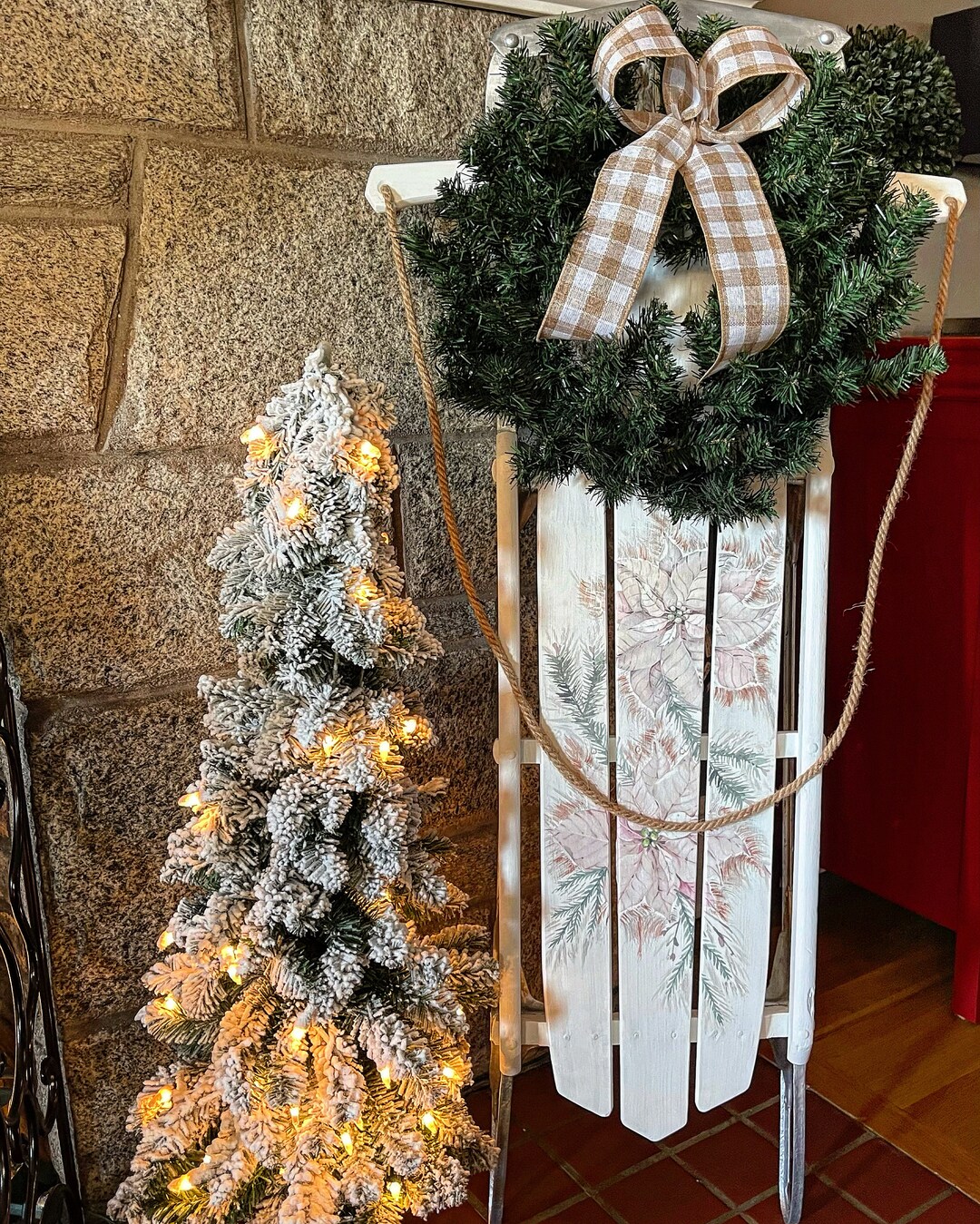 Christmas Vintage Sled Decoration - Etsy