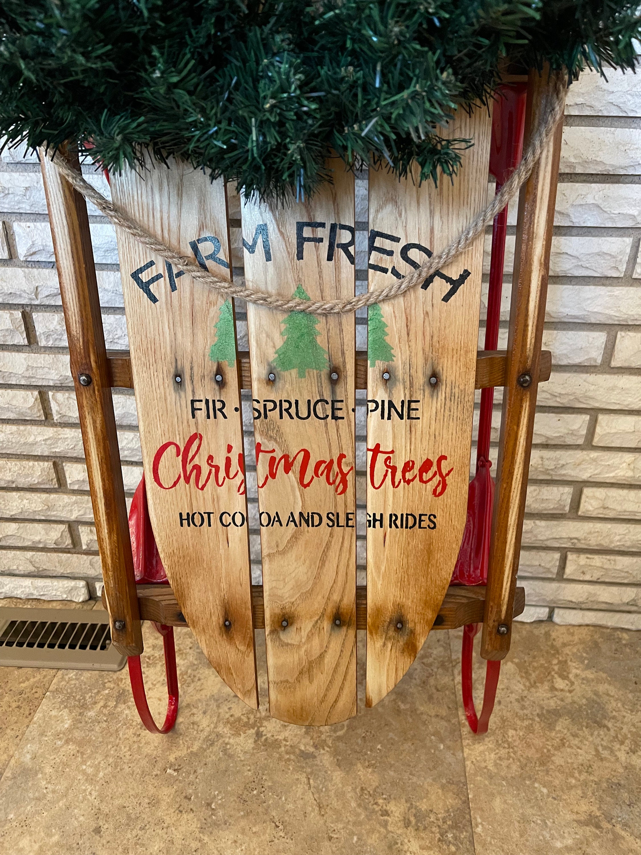Christmas Vintage Sled Decoration - Etsy