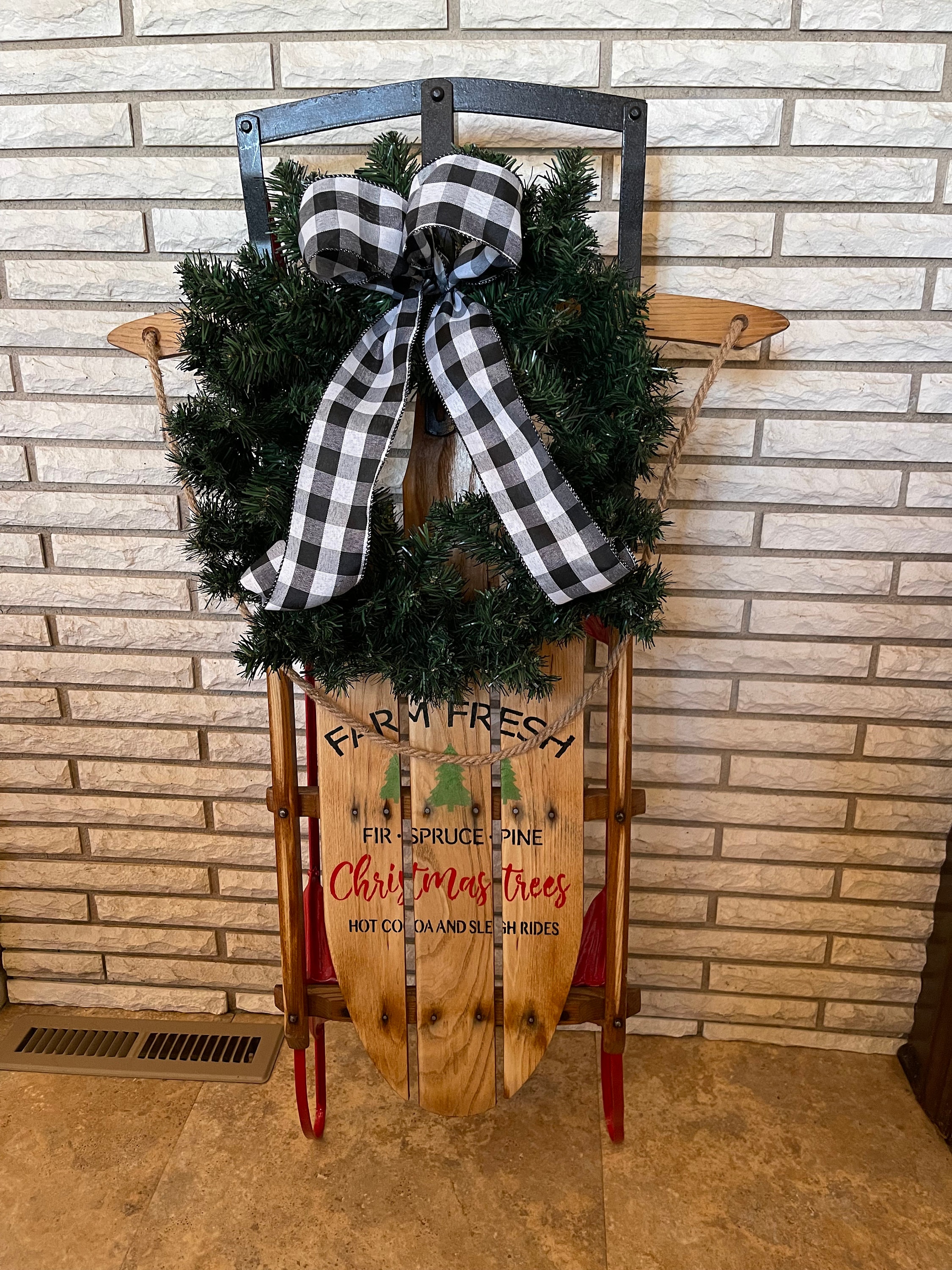 Christmas Vintage Sled Decoration - Etsy