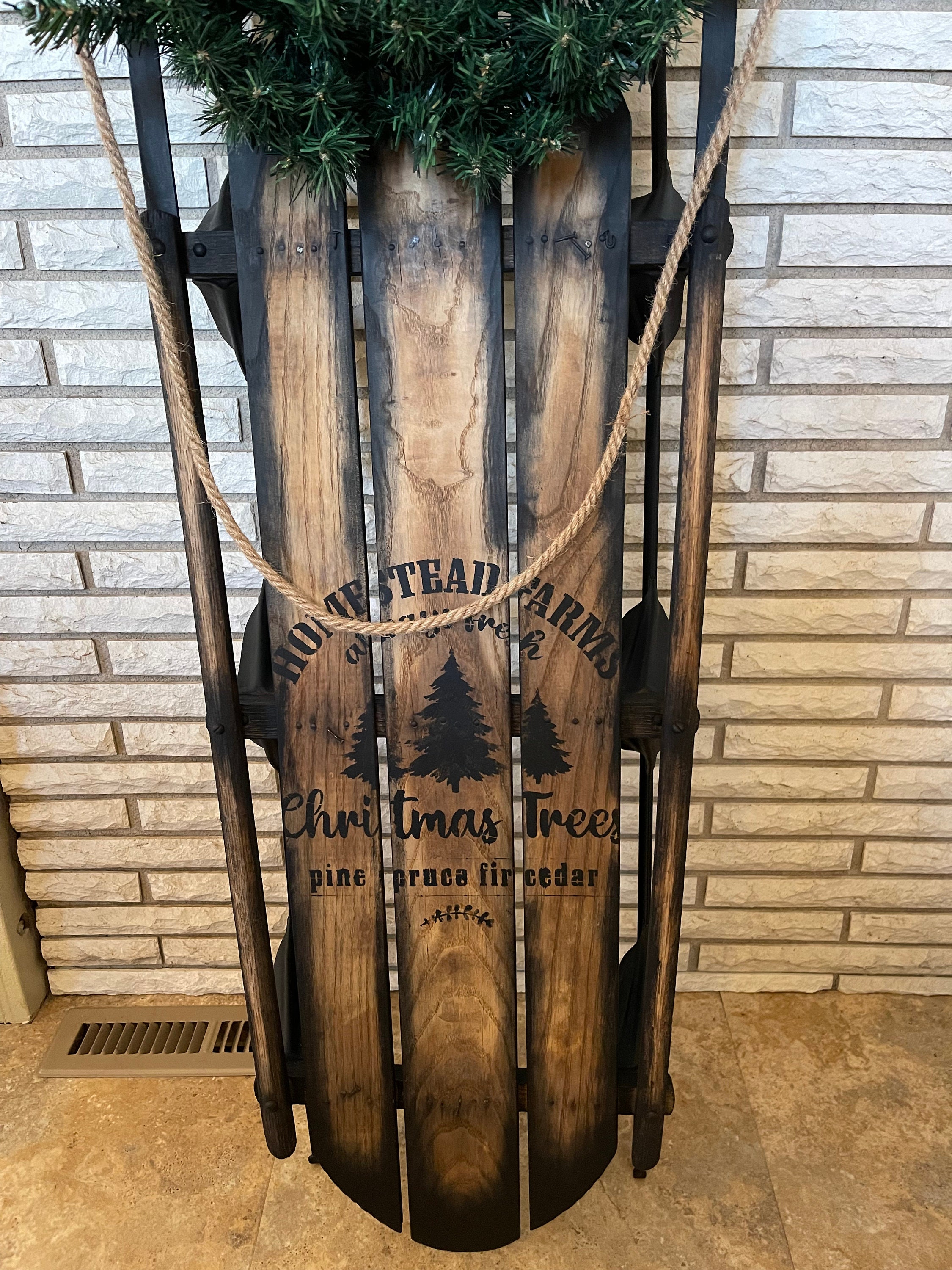 Christmas Vintage Sled Decoration - Etsy