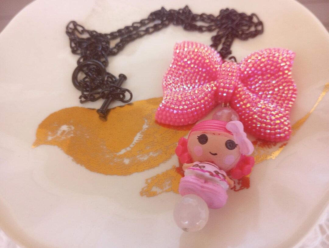 Kawaii Fairy Kei La La Loopsy Doll Bead Chain Necklace Dangle Big Bow ...