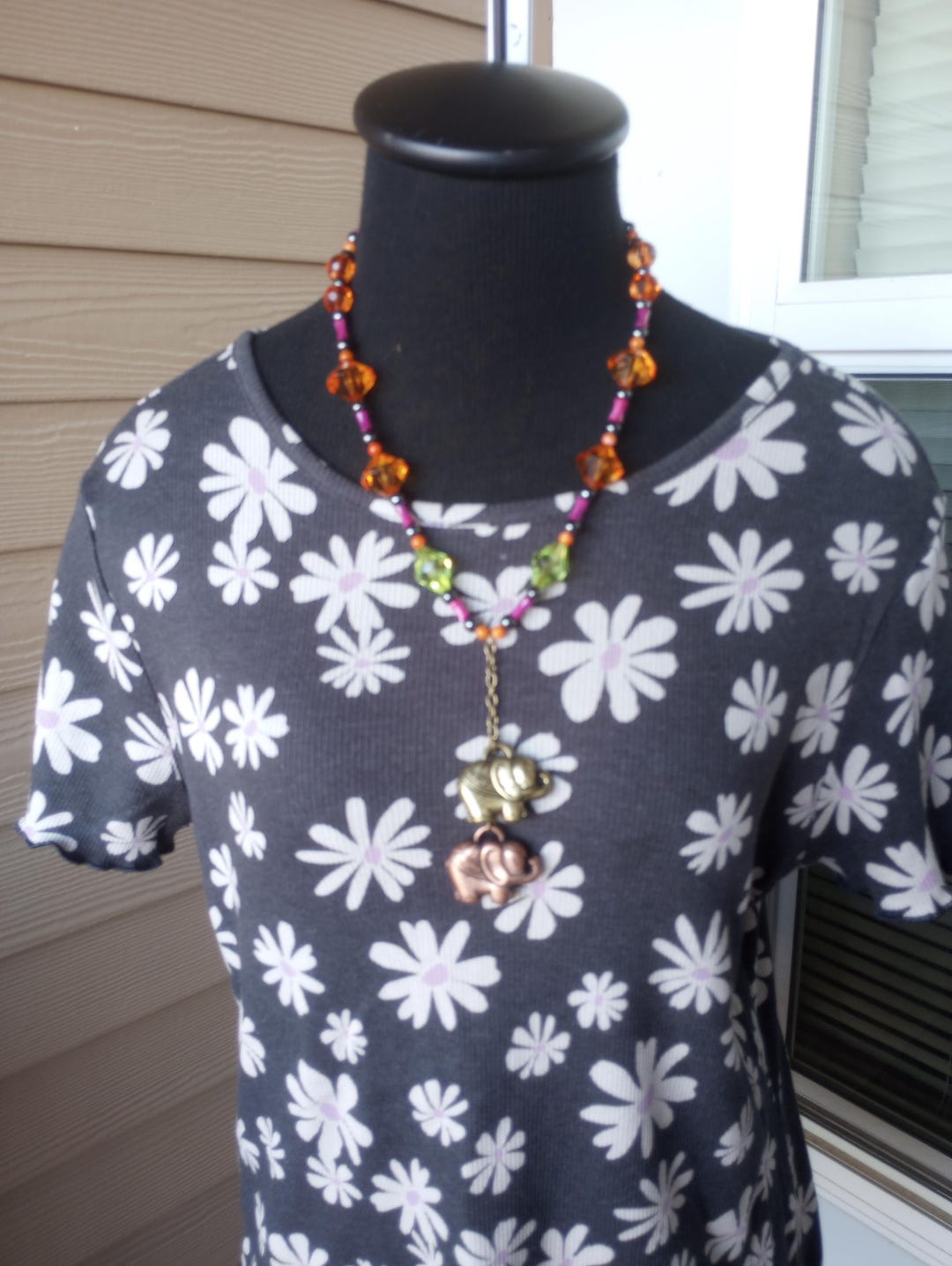 Boho Bohemian Gypsy Vibes Elephant Charm Necklace Dangle Necklace Cute ...