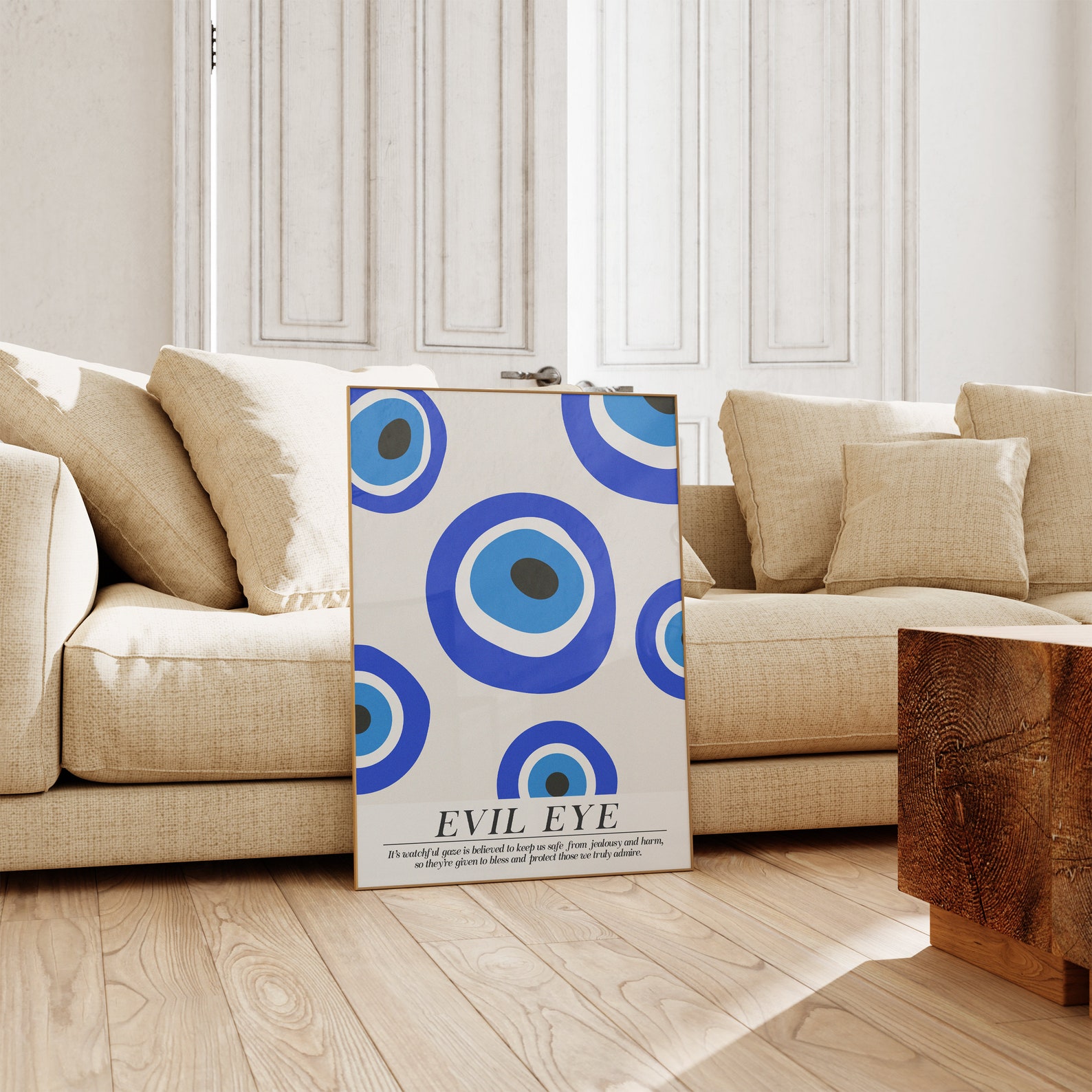 Evil Eye Art Print Evil Eye Poster Blue Evil Eye Nazar Art - Etsy