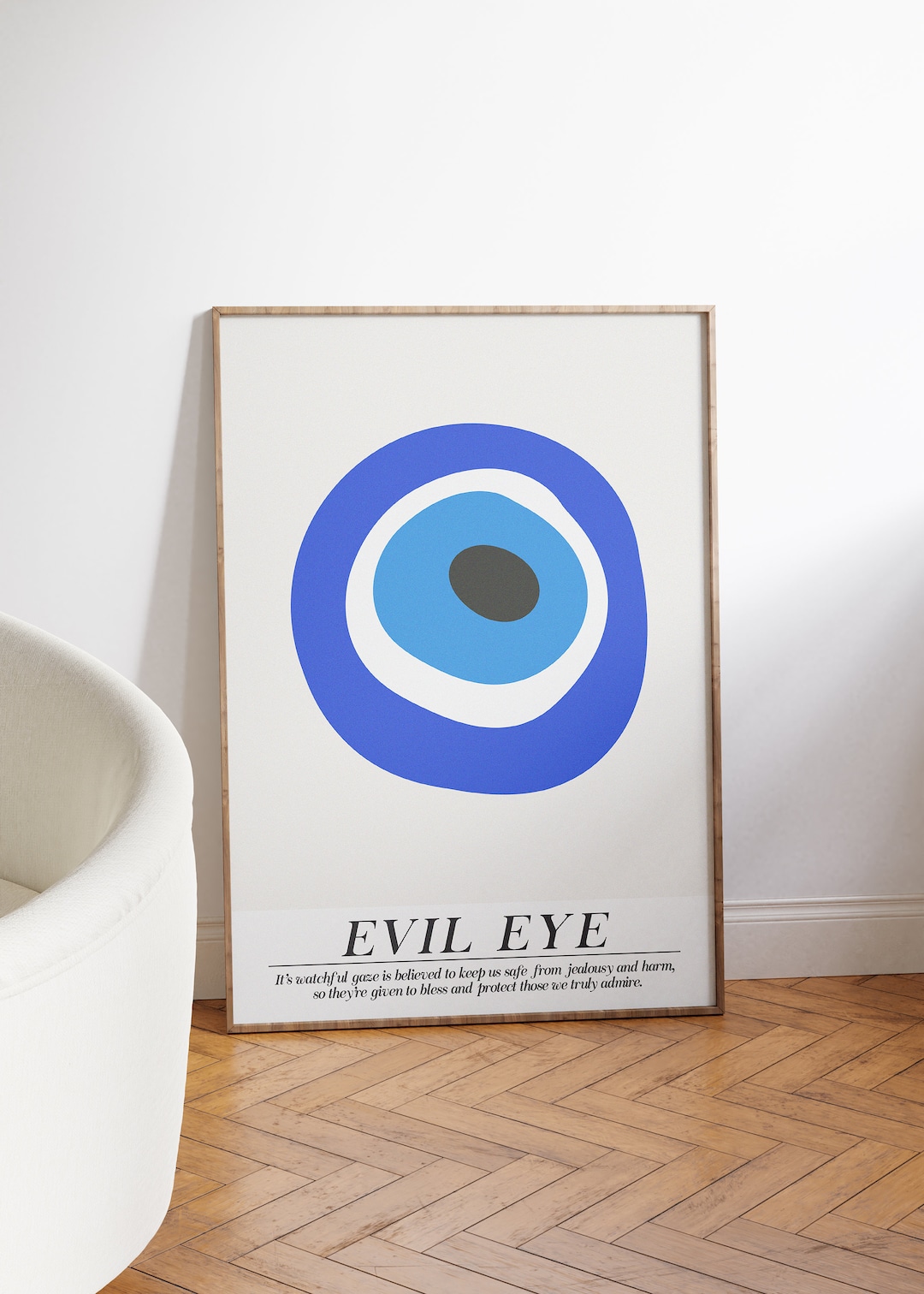Evil Eye Print, Traditional Evil Eye Poster, Blue Evil Eye, Spiritual ...