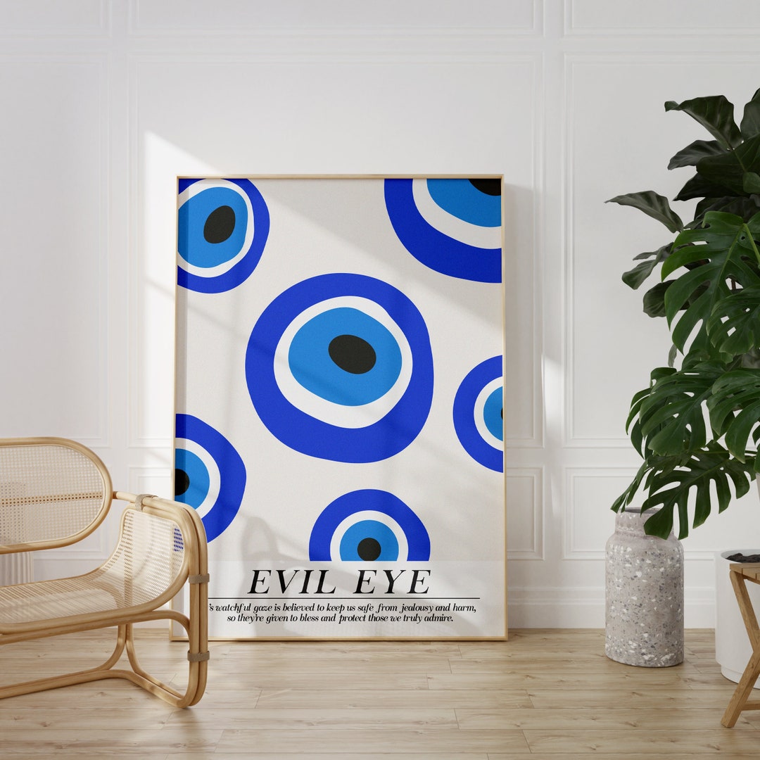 Evil Eye Art Print, Evil Eye Poster, Blue Evil Eye, Nazar Art Print ...
