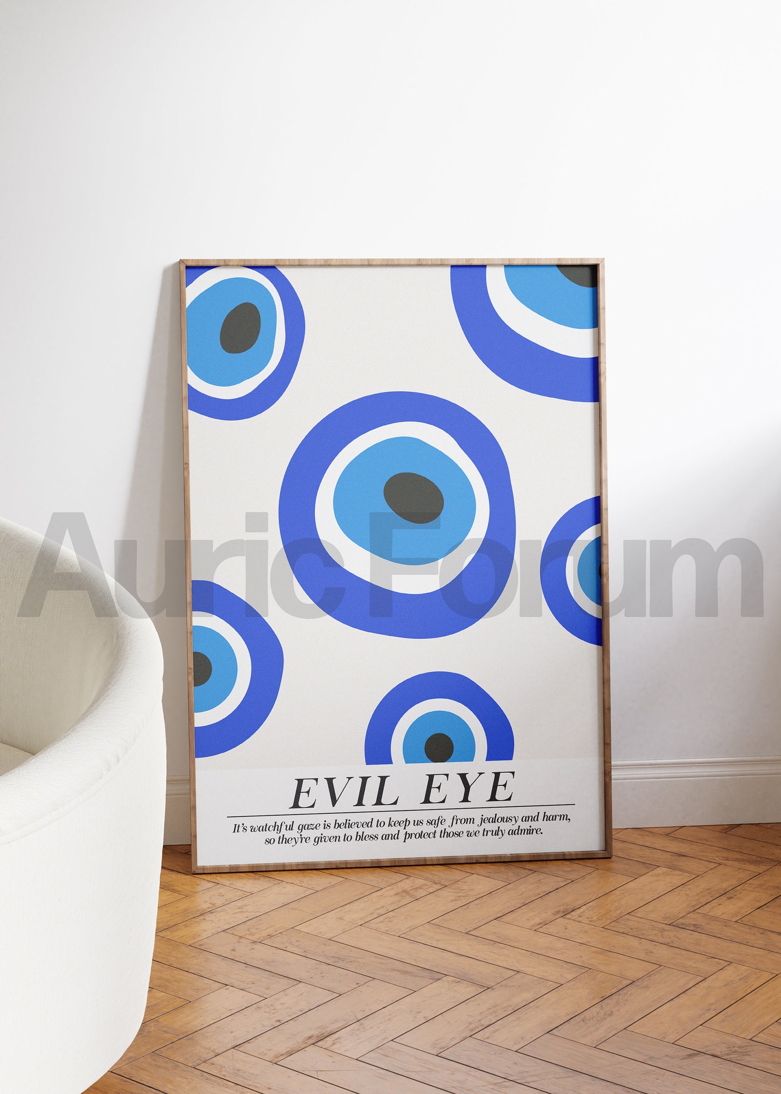 Evil Eye Art Print Evil Eye Poster Blue Evil Eye Nazar Art - Etsy