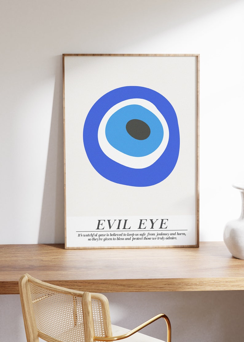 Evil Eye Art Print Traditional Evil Eye Poster Blue Evil - Etsy