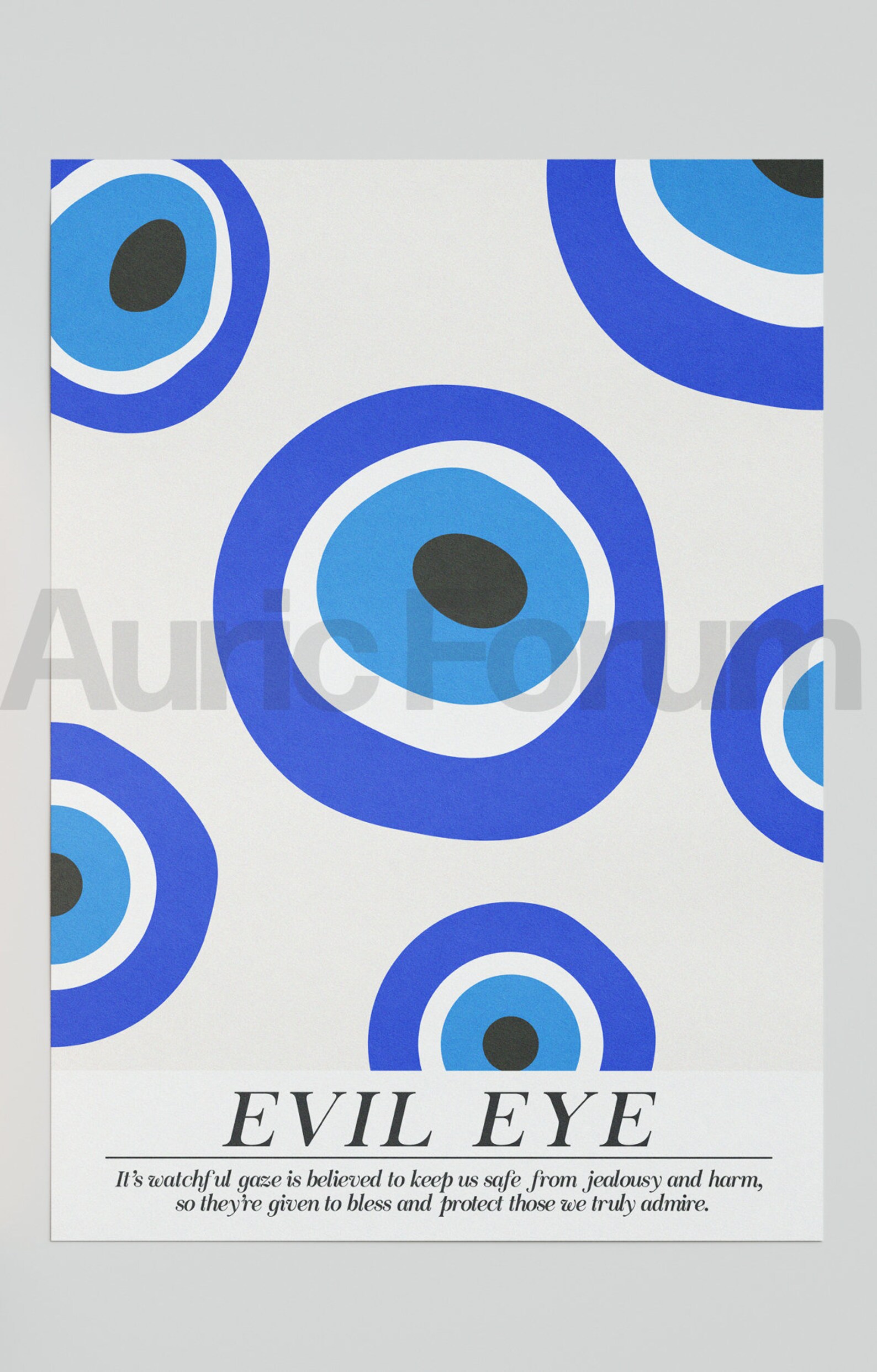 Evil Eye Art Print Evil Eye Poster Blue Evil Eye Nazar Art - Etsy