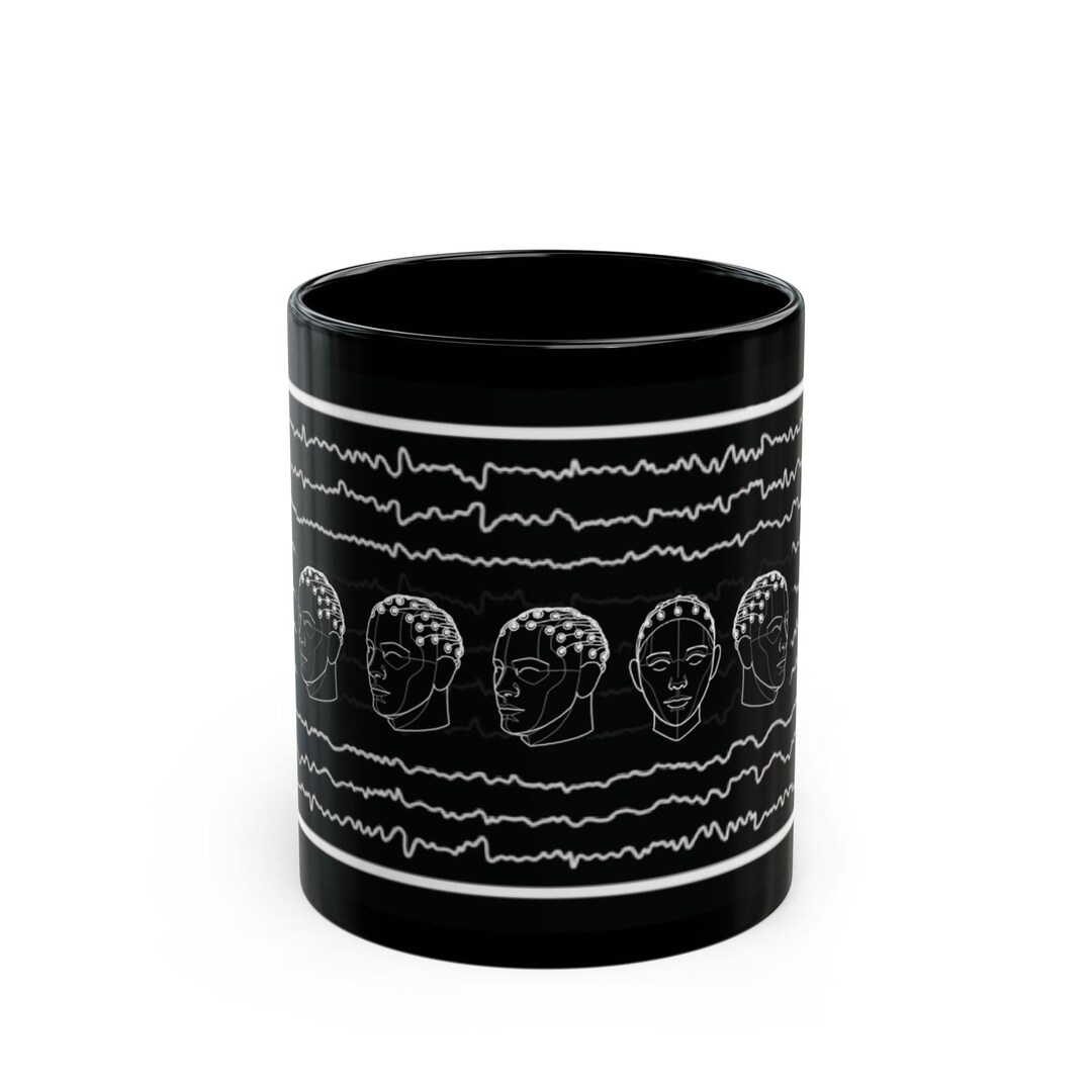 Black and White EEG Brainwave, Coffee Cup, Tea Mug, Neuroscience ...