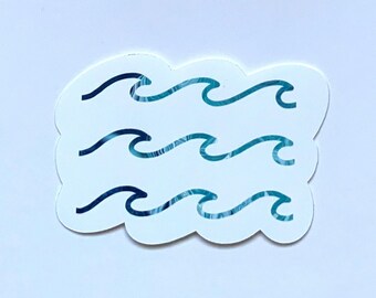Blue Ocean Waves Die Cut Sticker - Blue Ocean Die Cut Sticker - Beach ...