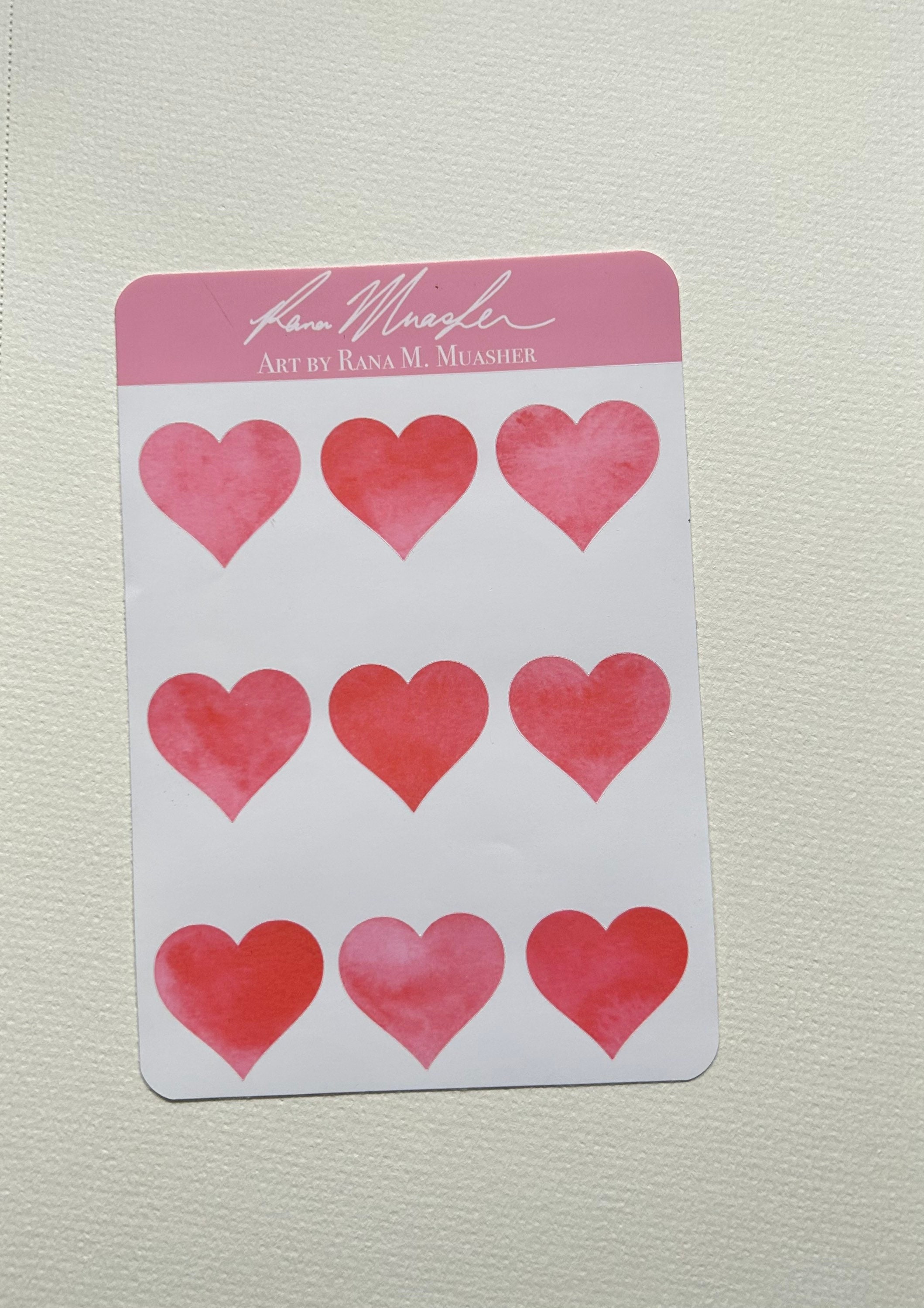 Pink Watercolor Heart Sticker Sheet Pink Heart Sticker Watercolor ...