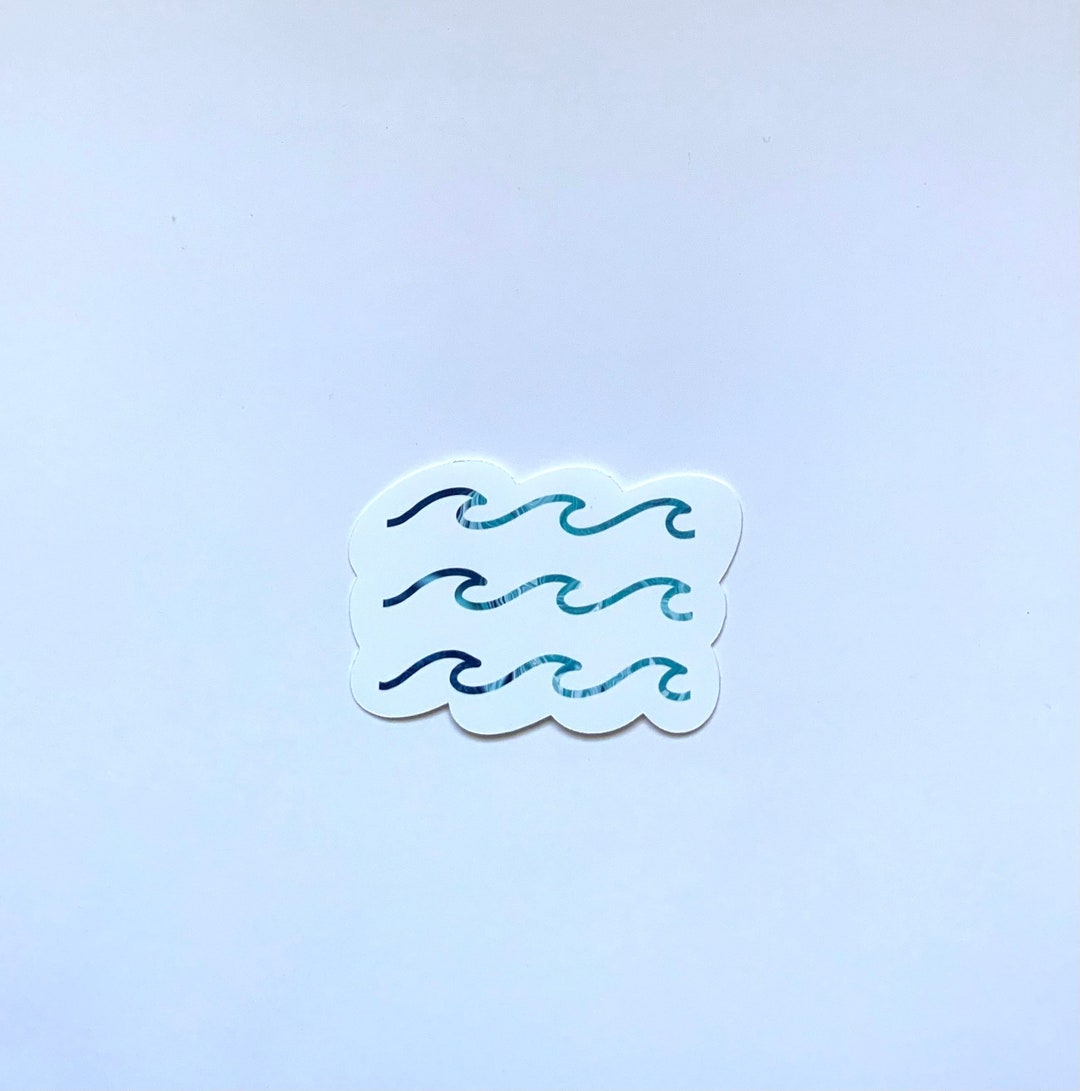 Blue Ocean Waves Die Cut Sticker - Ocean Waves Sticker - Beach Die Cut ...