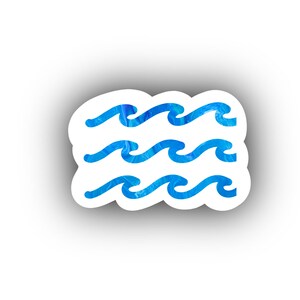 Blue Ocean Waves Die Cut Sticker - Blue Ocean Die Cut Sticker - Beach ...