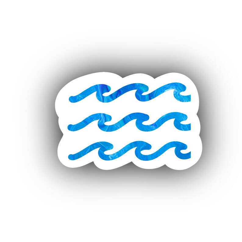 Blue Ocean Waves Die Cut Sticker - Blue Ocean Die Cut Sticker - Beach ...