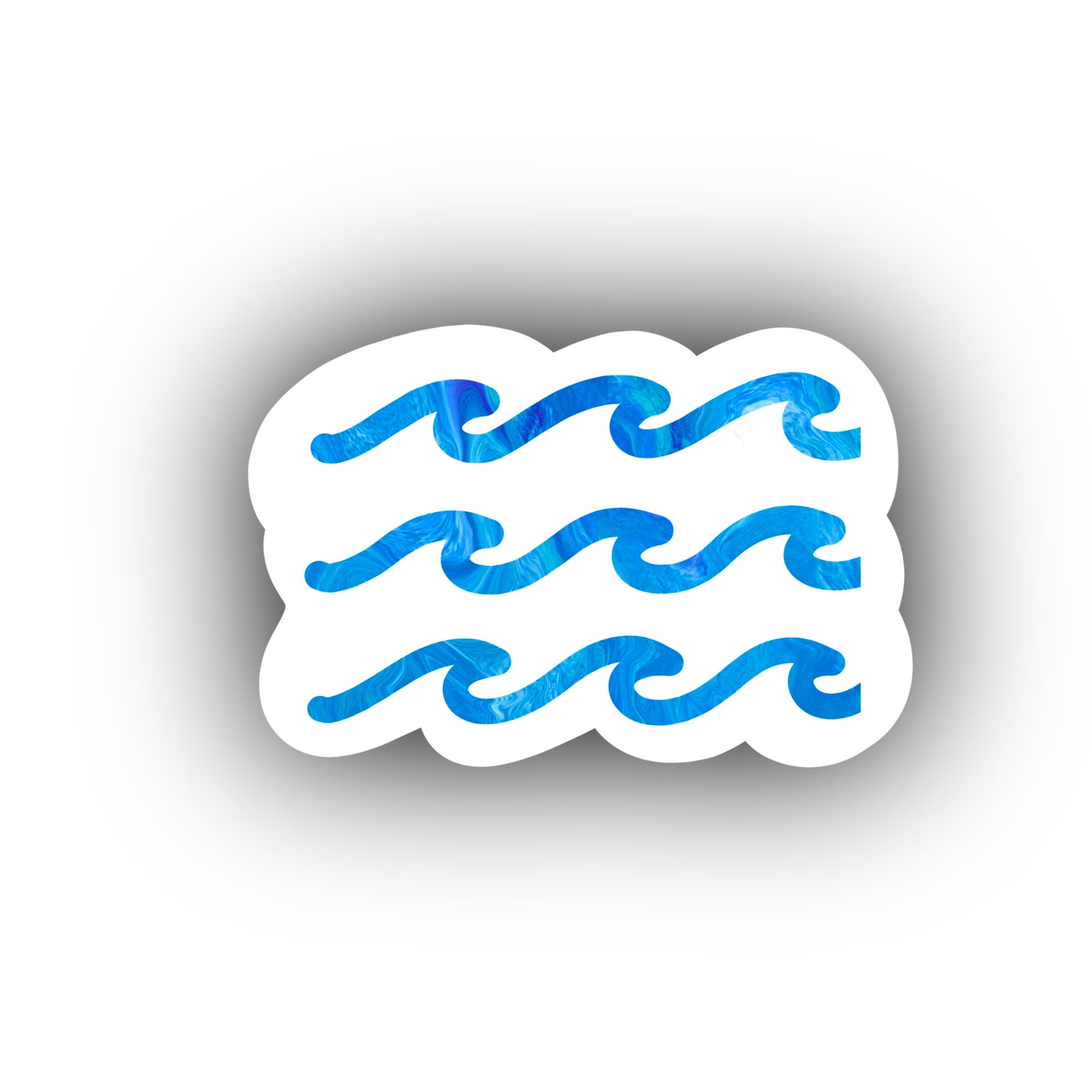 Blue Ocean Waves Die Cut Sticker - Blue Ocean Die Cut Sticker - Beach ...