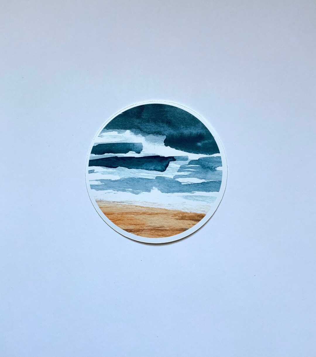 Watercolour Beach Die Cut Sticker Beach Scene Sky and Sand Die Cut ...