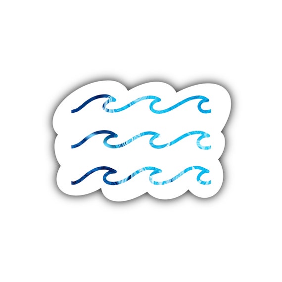 Blue Ocean Waves Die Cut Sticker Ocean Waves Sticker Beach | Etsy