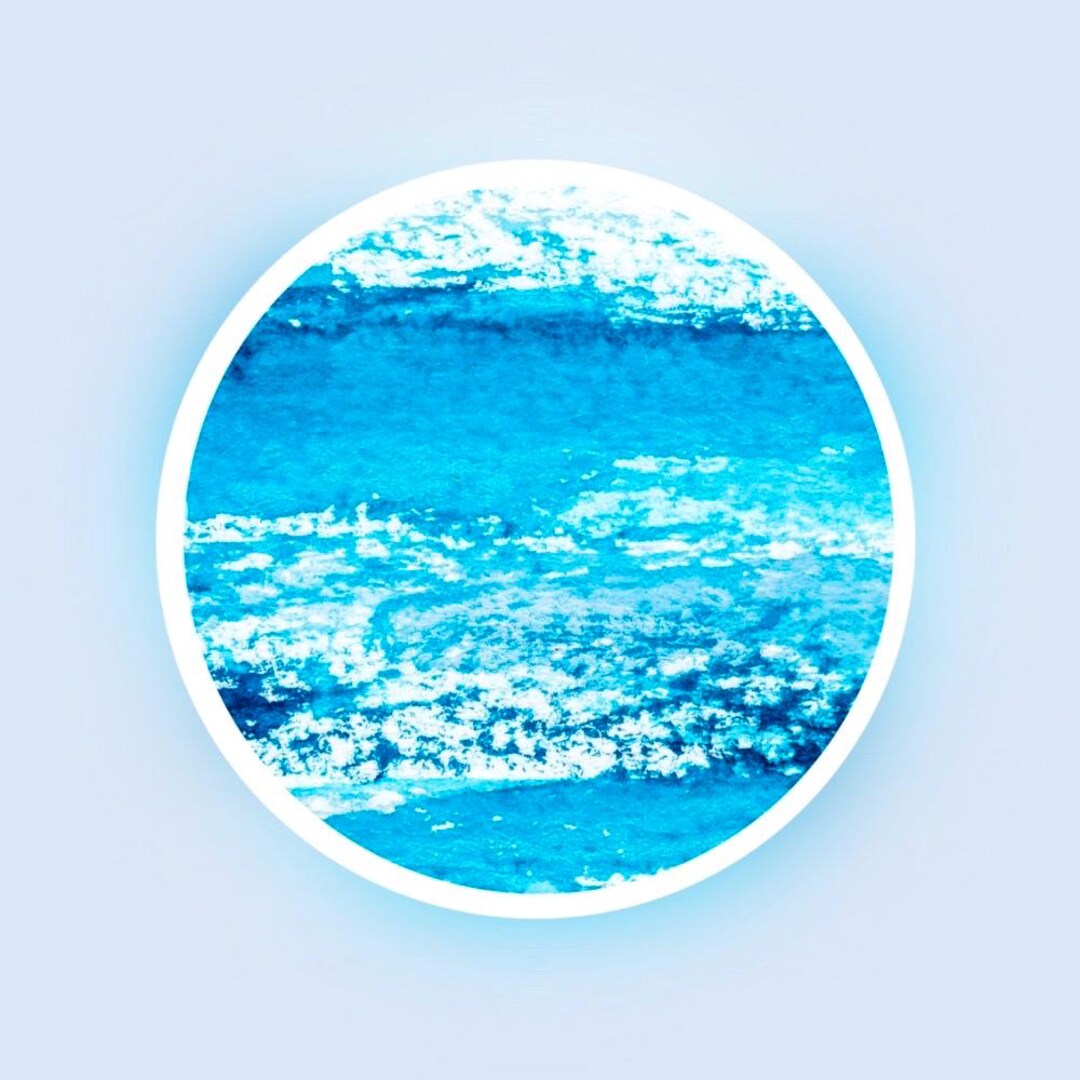 Watercolor Blue Ocean Die Cut Sticker - Watercolor Blue Ocean Sticker ...