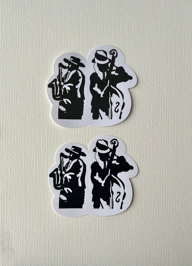Black and White Silhouette Jazz Band Die Cut Sticker - Large Jazz ...