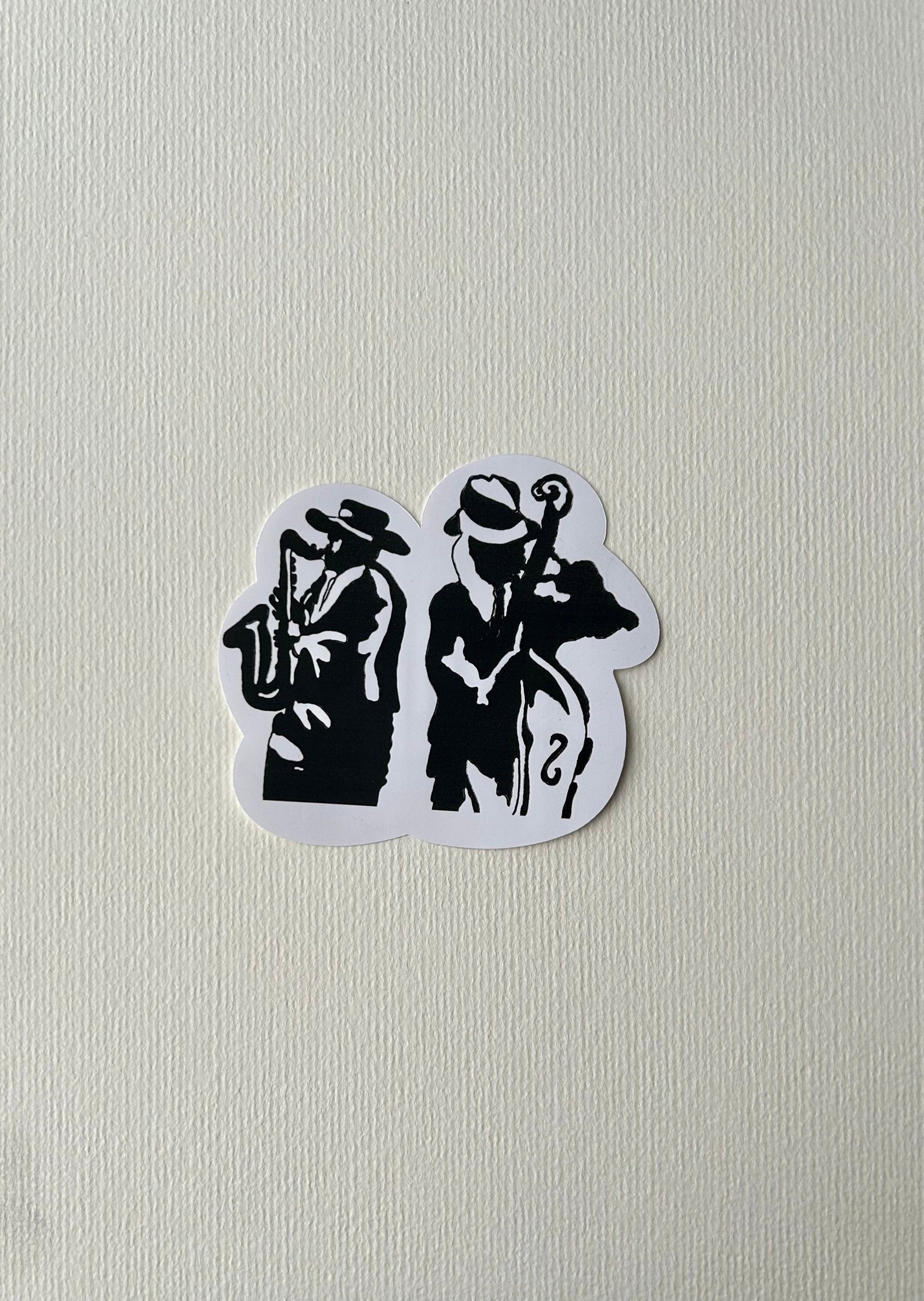 Black and White Silhouette Jazz Band Die Cut Sticker - Large Jazz ...