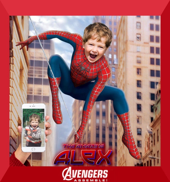 Spider-man Child Portrait From Your Photo Be Your Favorite - Etsy