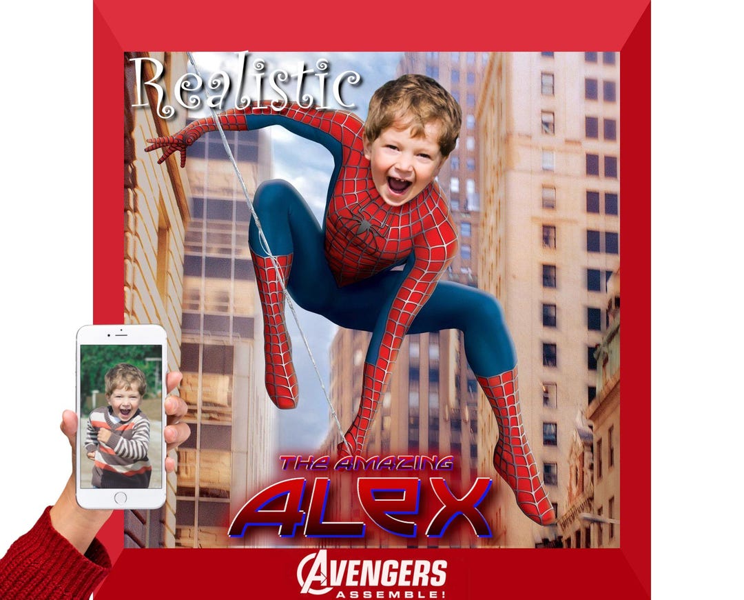 Custom Spider-man Child Portrait From Photo: Superhero Art Gift - Etsy