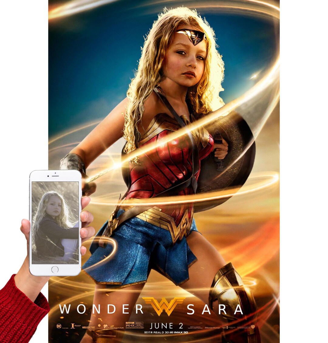 Custom Wonder Woman Child Portrait From Photo - Etsy