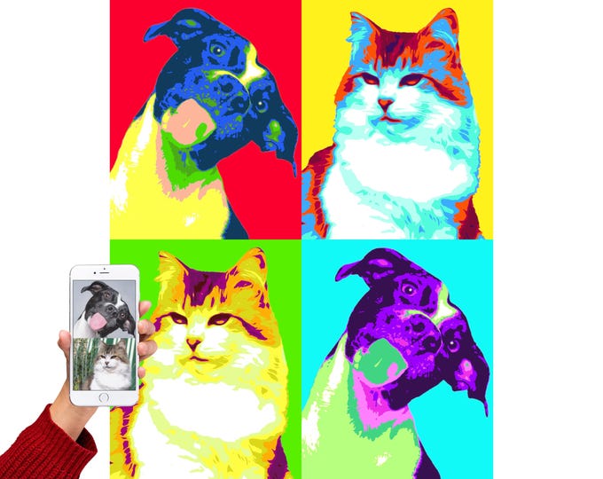 Custom POP Art Pet Portrait, Andy Warhol Style POP Art Canvas, Dog ...