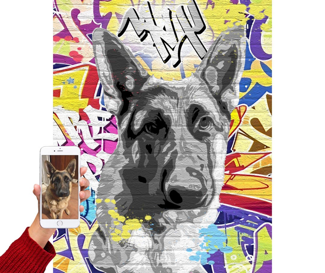 B&W Pet Graffiti Personalized Portrait From Your Photo!this Street Art ...
