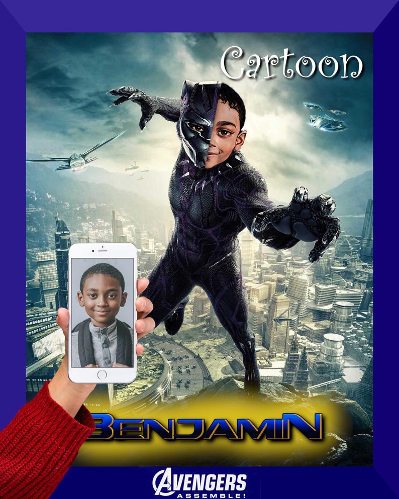 Custom Black Panther Child Portrait: Superhero Photo Art - Etsy