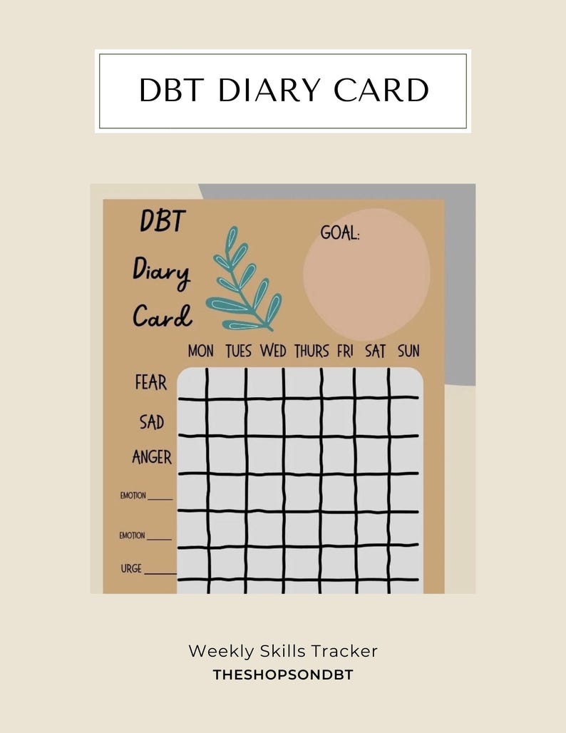 DBT Diary Card Digital Download - Etsy