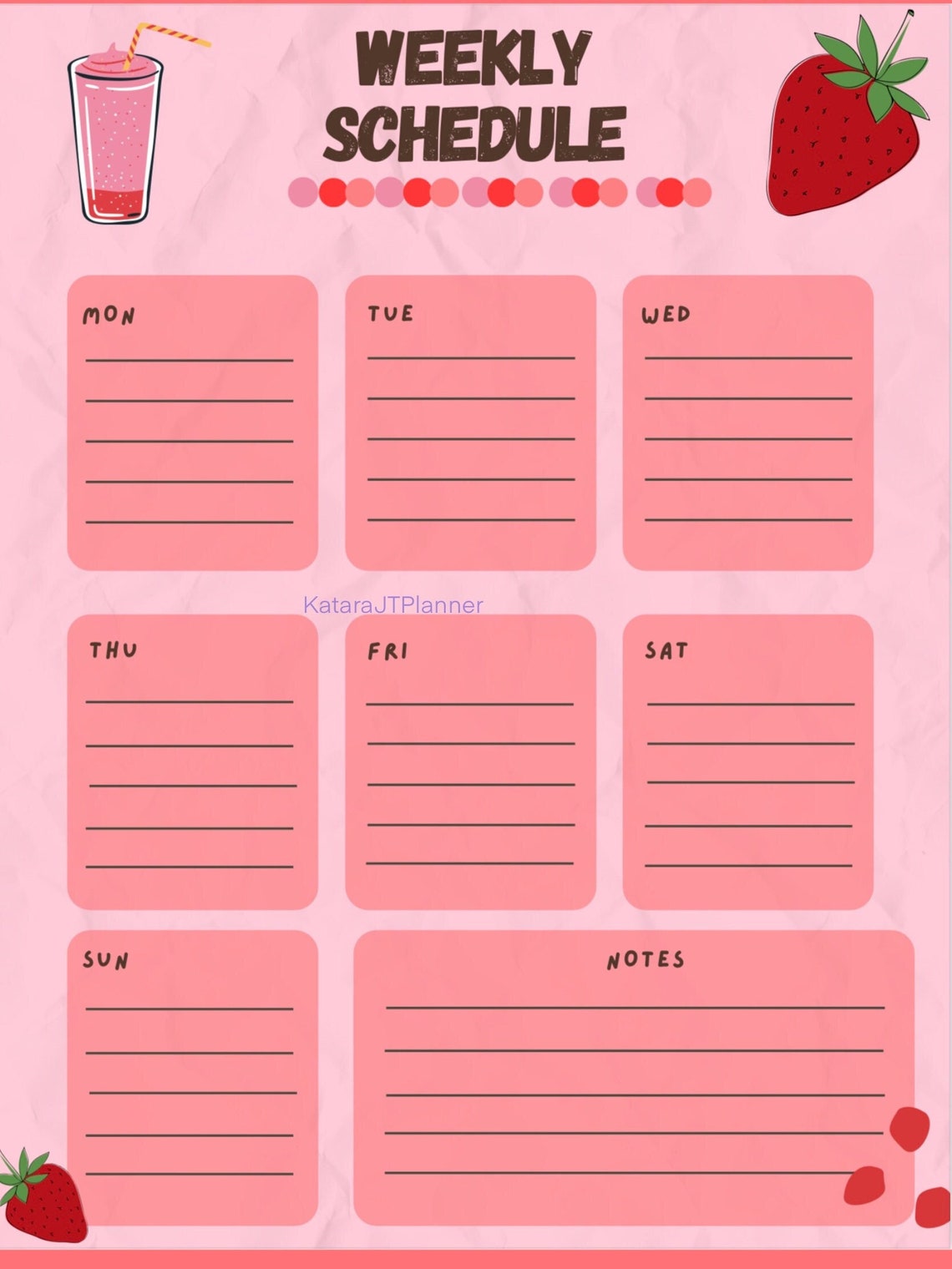 Strawberry Weekly Planner - Etsy
