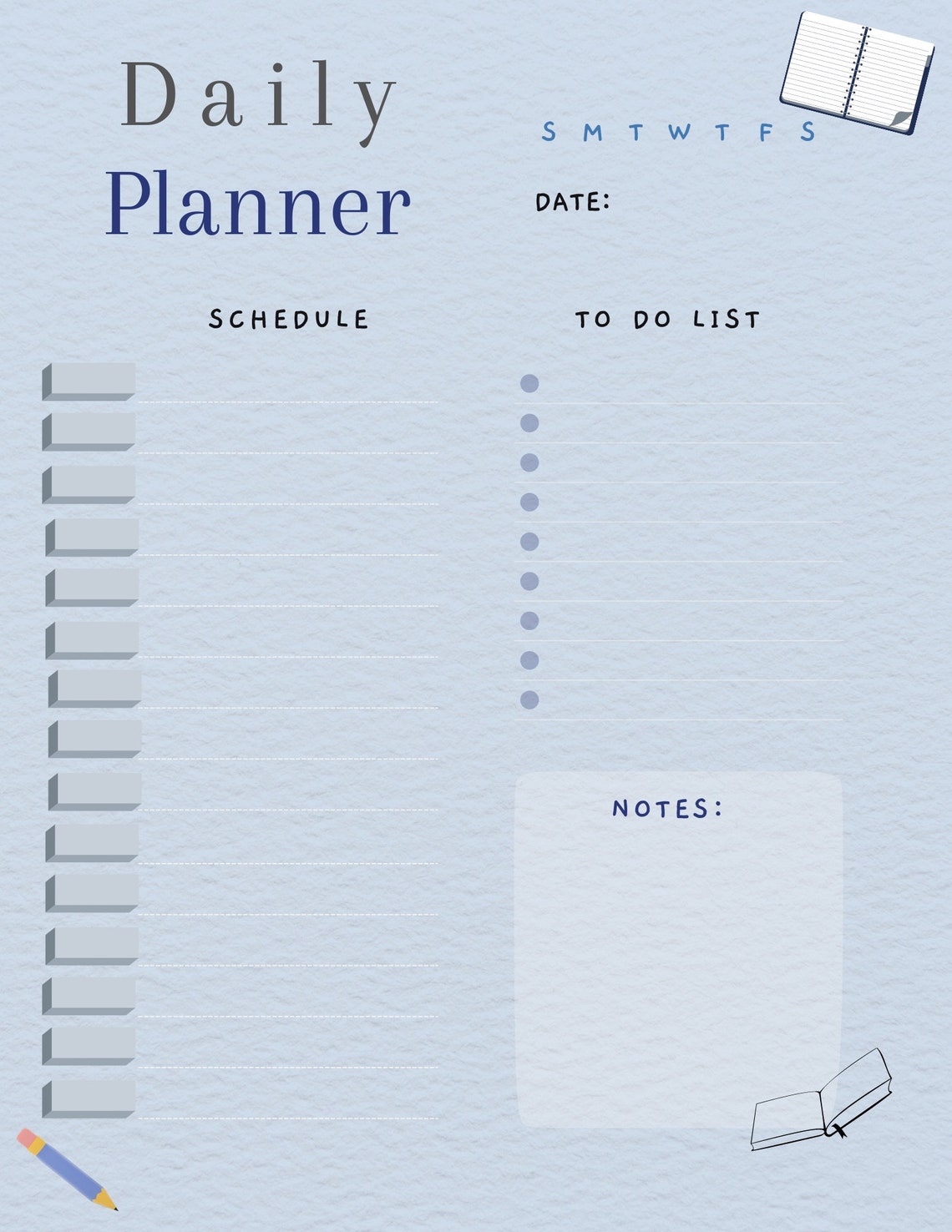 Simple Daily Schedule Planner - Etsy