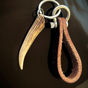 Handmade Antler Key Ring With Leather Holder | Thick Leather | Unique ...